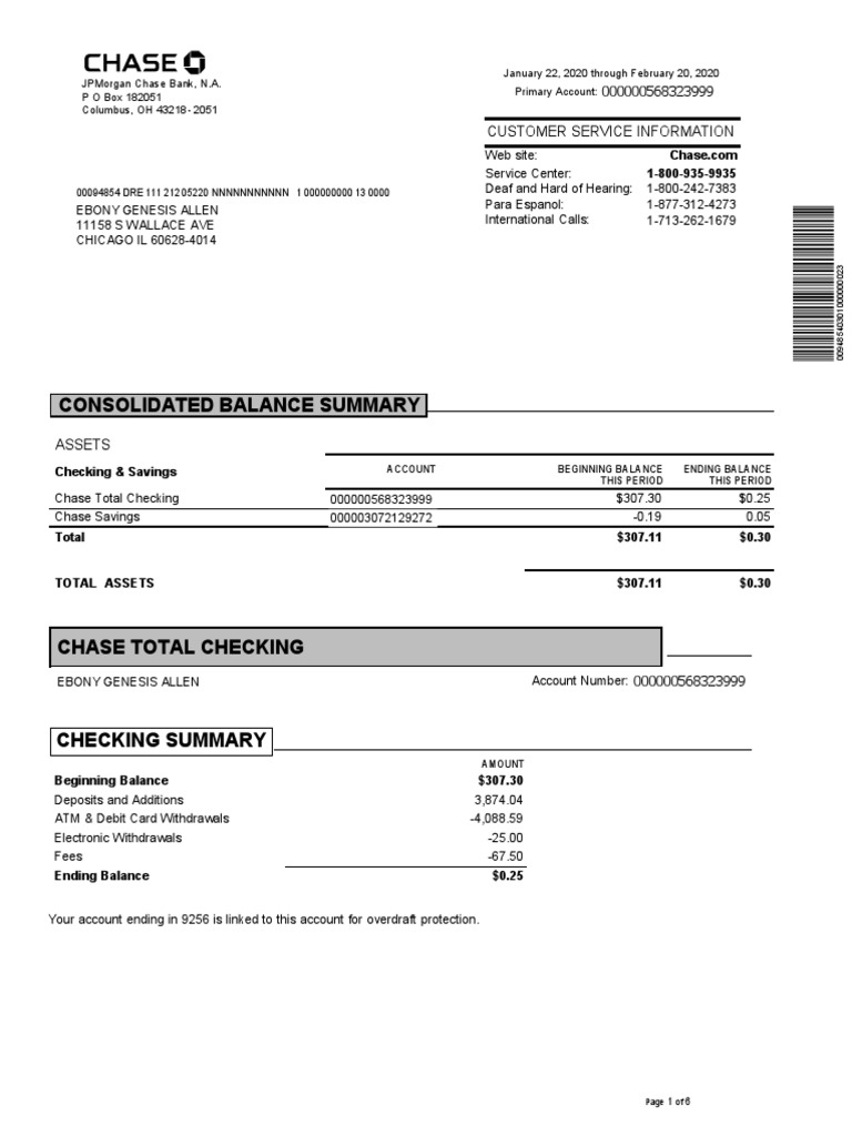 Chase Account Summary and Transactions | PDF | Transaction Account ...