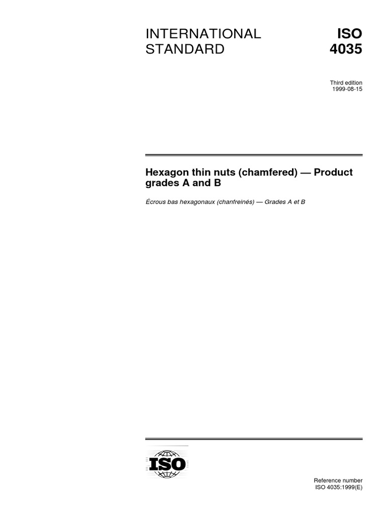 Iso 4035 | PDF | Screw | International Organization For Standardization