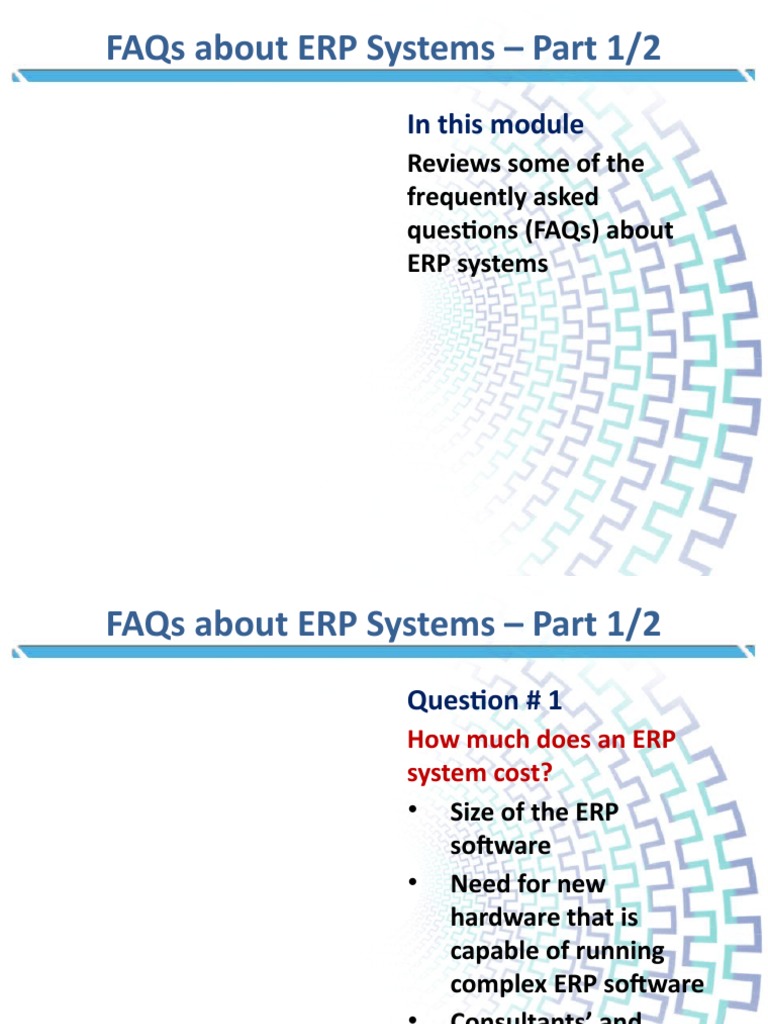 47 - FAQs About ERP Systems - Part 1 | PDF | Enterprise Resource ...