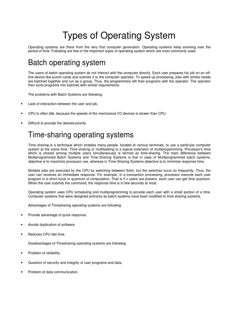 Types of Operting System | Download Free PDF | Operating System | Real Time Computing
