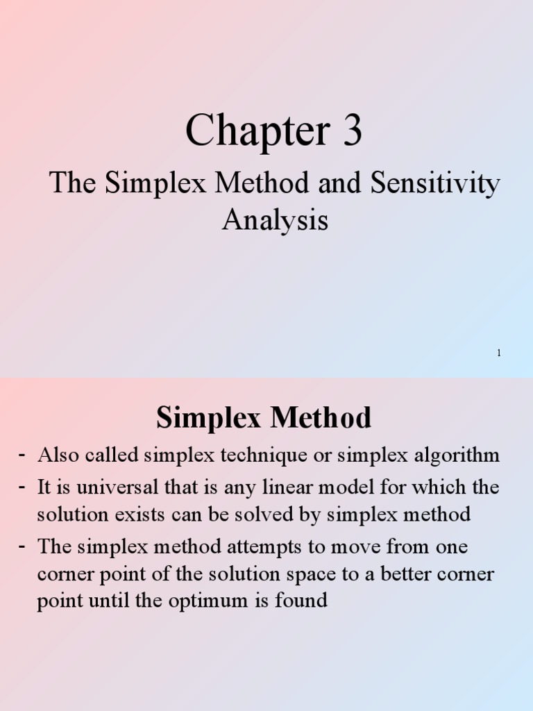 The Simplex Method and Sensitivity Analysis | PDF | Mathematical Optimization | Linear Programming