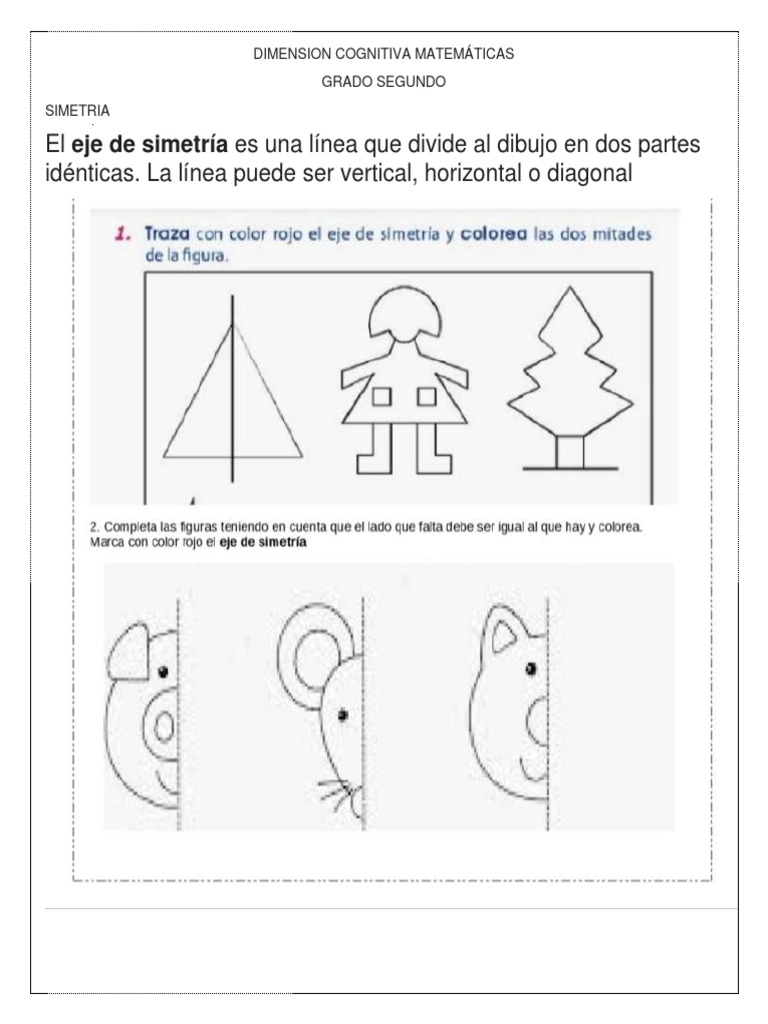 Simetría en Figuras: Ejercicios 2° Grado | PDF