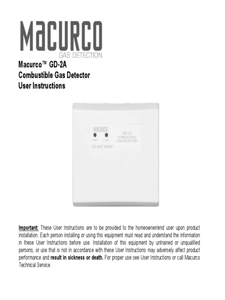 GD-2A Manual | PDF | Security Alarm | Sensor