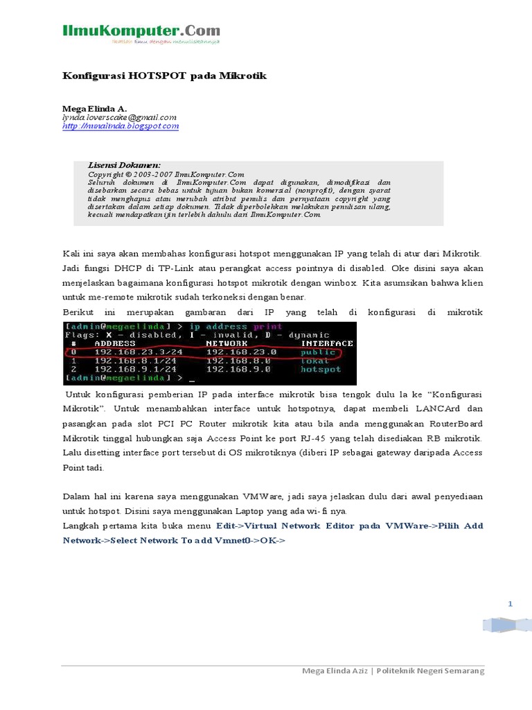 02 Konfigurasi HOTspot Pada Mikrotik | PDF | Bisnis | Teknologi & Rekayasa