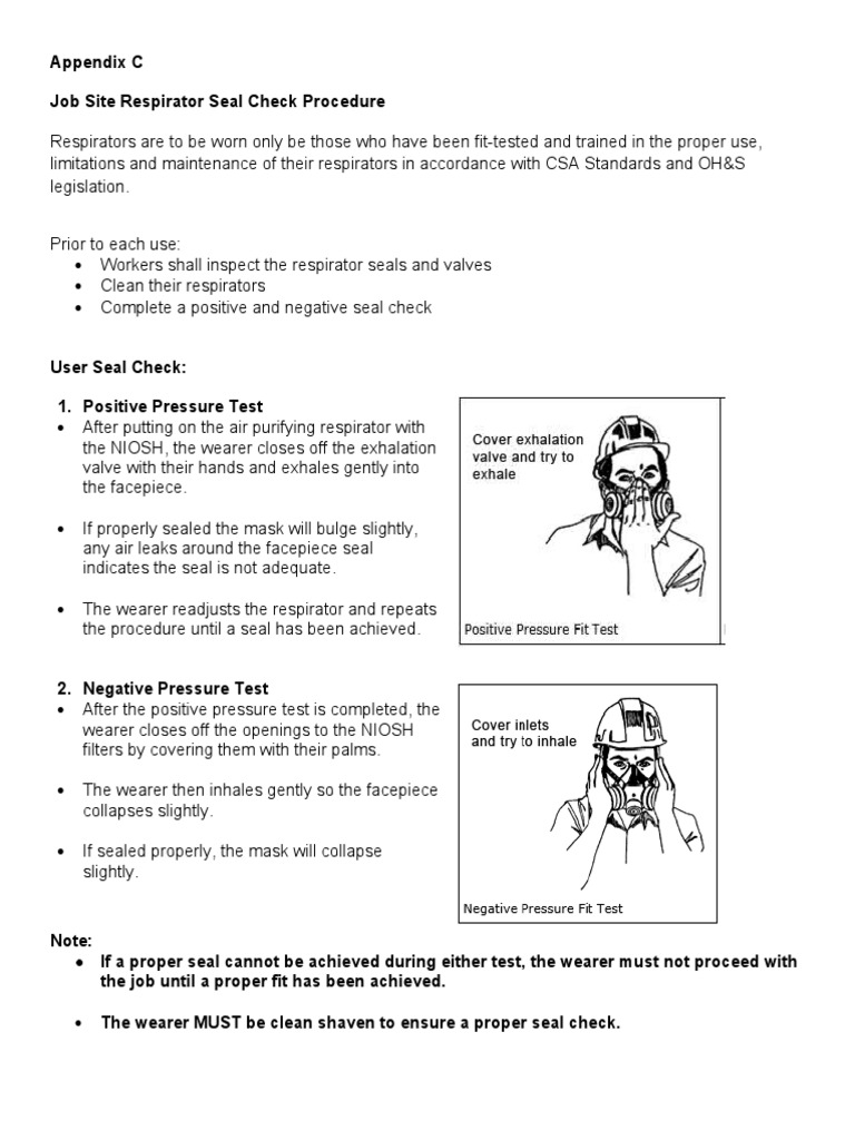 Appendix C - Respirator Seal Check | PDF