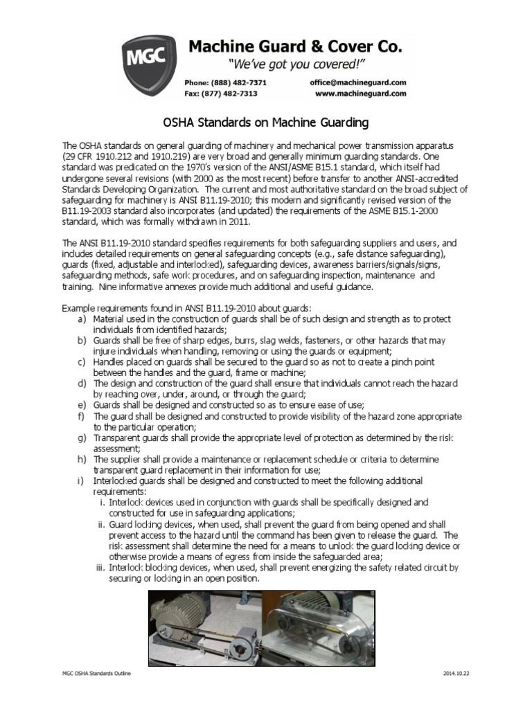 Machine Guard Osha Standards | PDF | Machines | Safety