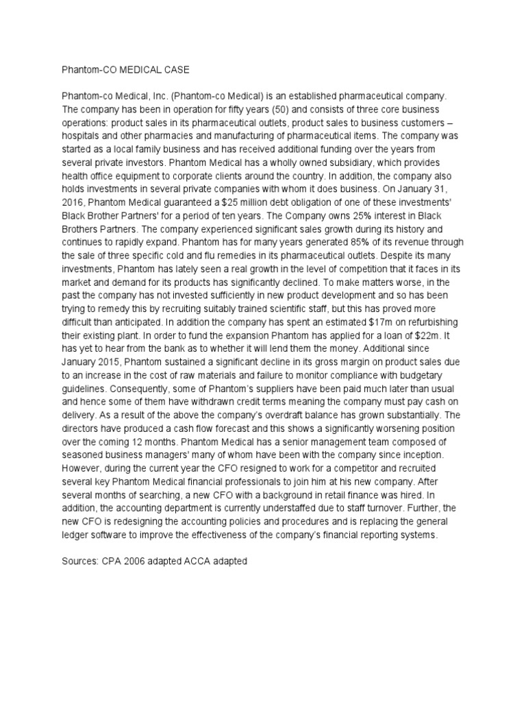 Going Concern Phantom-Co Medical Case | PDF | Banks | Economies