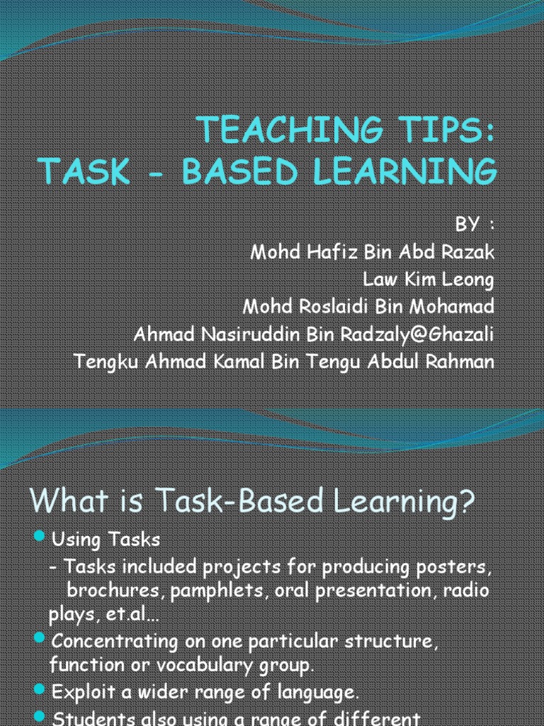 Teaching Tips: Task - Based Learning | PDF | Menu | Learning