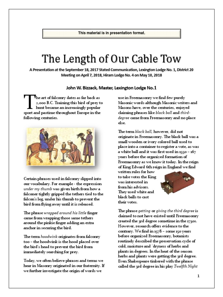 Understanding the Masonic Cable Tow | PDF | Falconry | Freemasonry