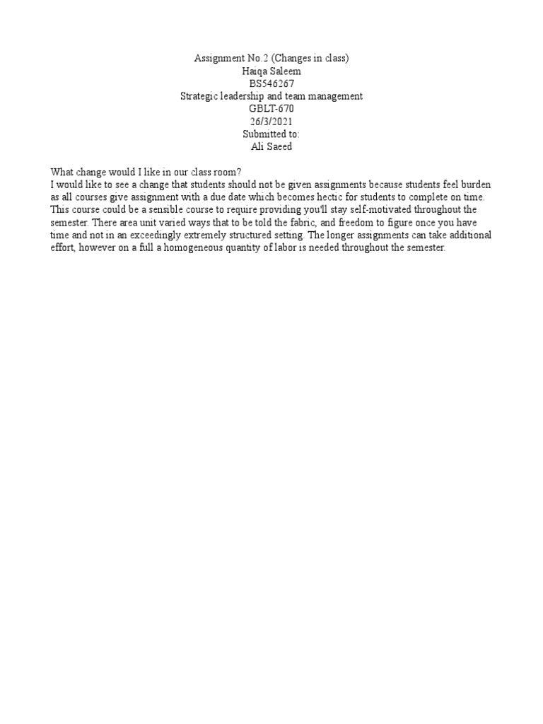 Changes in Classroom | PDF