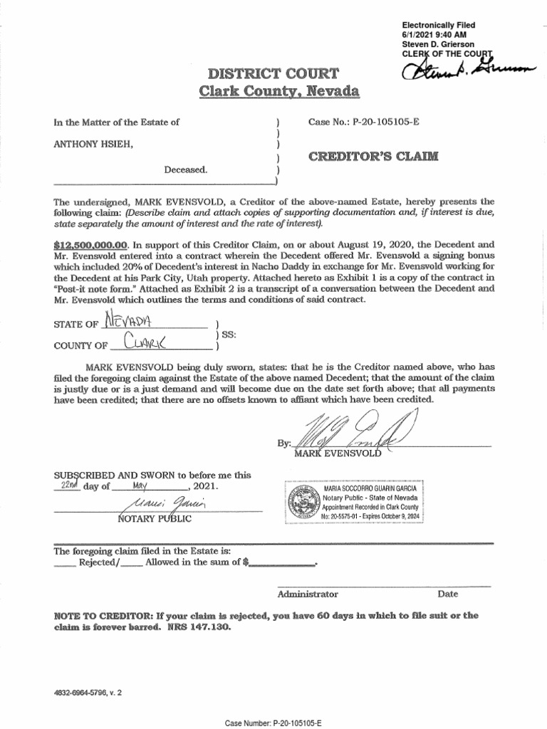 Creditor Claim | PDF | Civil Law (Common Law) | Business Law