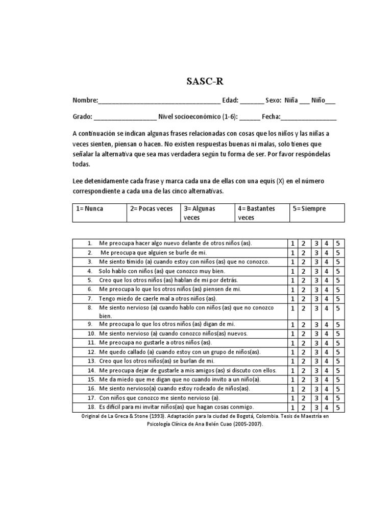 SACS-R (Ans - Soc) | PDF | Entretenimiento (general)