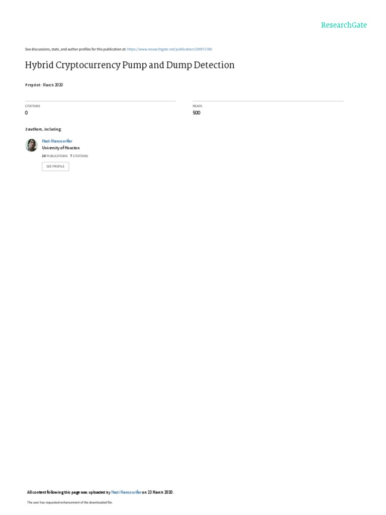 Hybrid Cryptocurrency Pump and Dump Detection: March 2020 | PDF ...