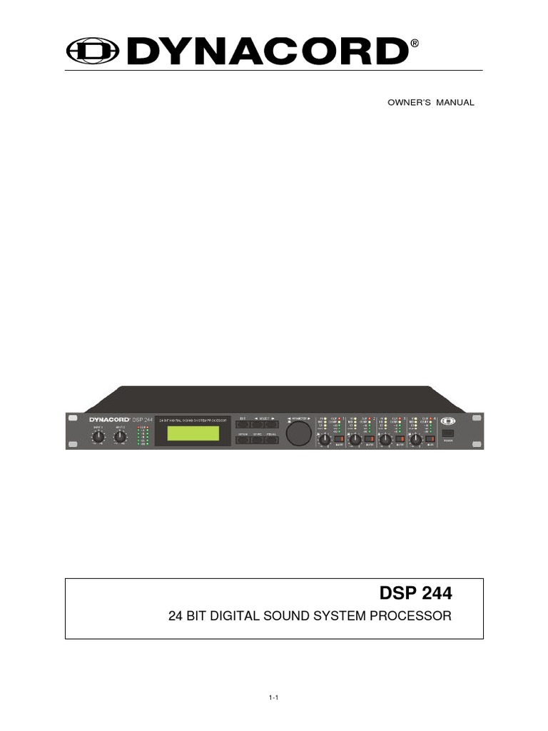 24 Bit Digital Sound System Processor: Owner'S Manual | Download Free PDF | Equalization (Audio ...