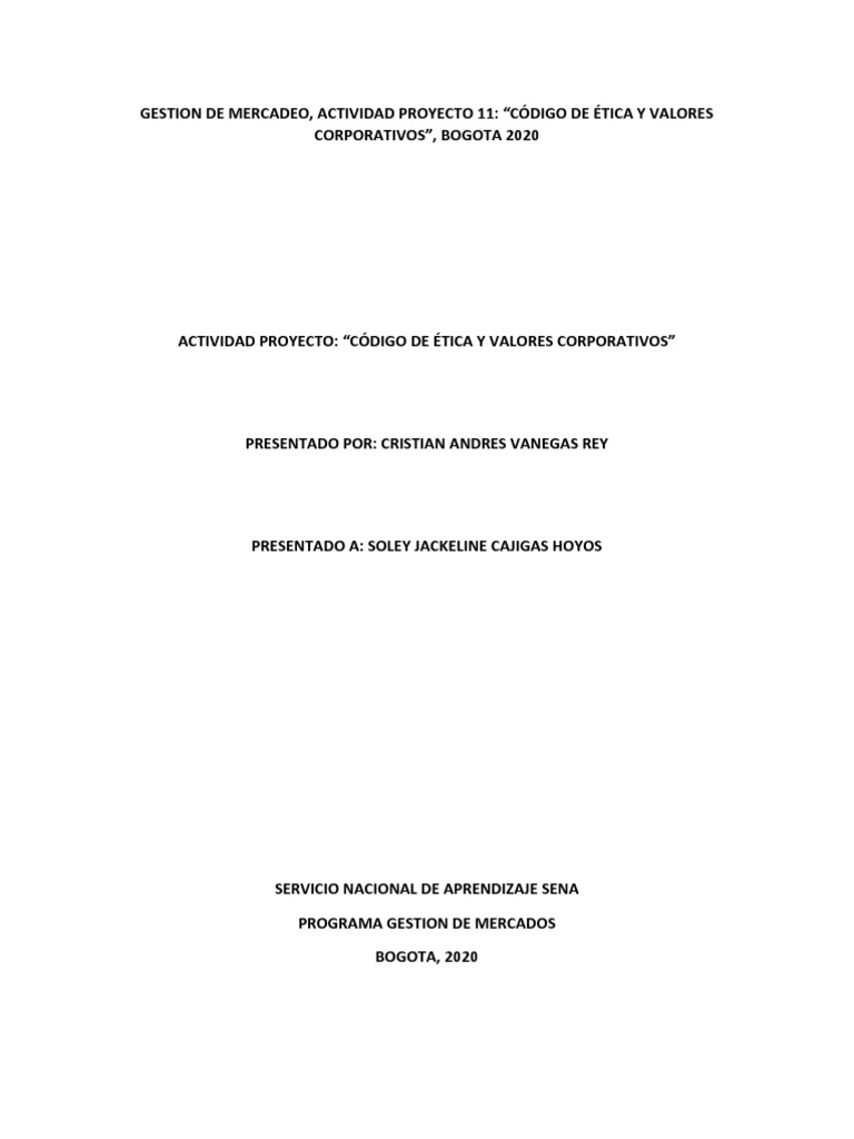 Código De Ética Y Valores Corporativos Download Free Pdf Empresas