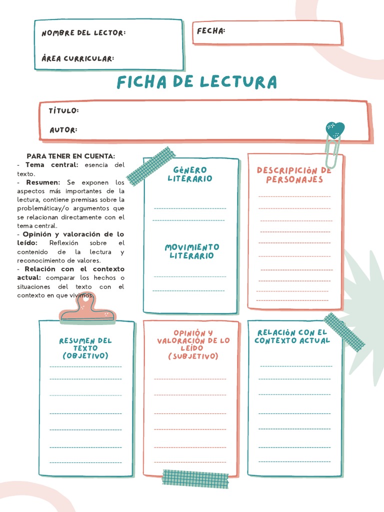 Ficha de Lectura LITERARIA | PDF