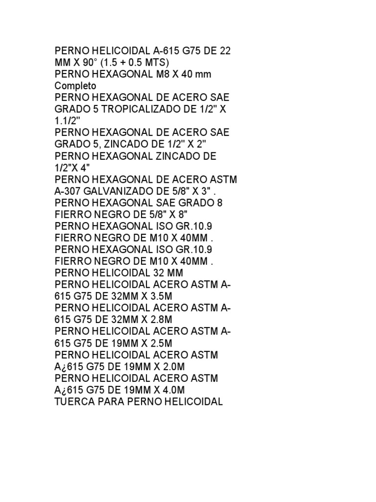 Perno Helicoidal A | PDF