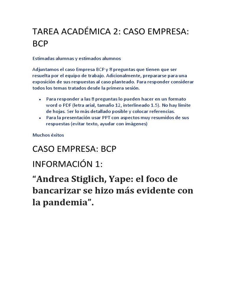 Caso BCP-1 | PDF | Tecnología financiera | Finanzas y administración del dinero