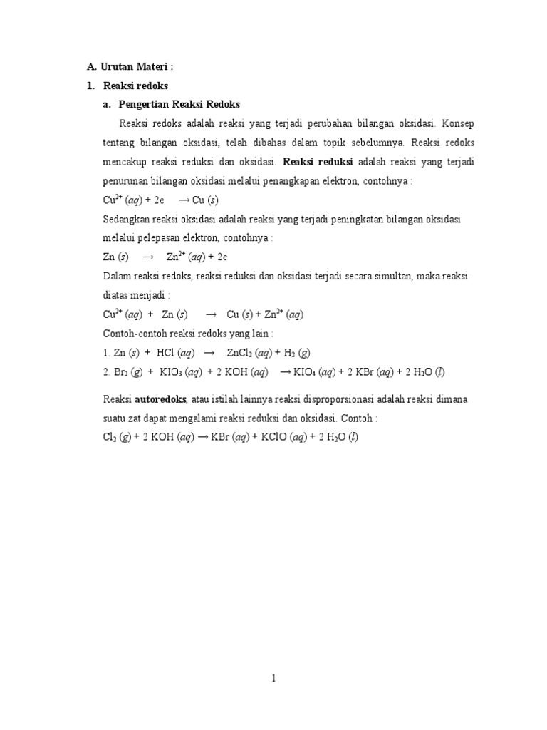 Materi Persamaan Reaksi Redoks | PDF