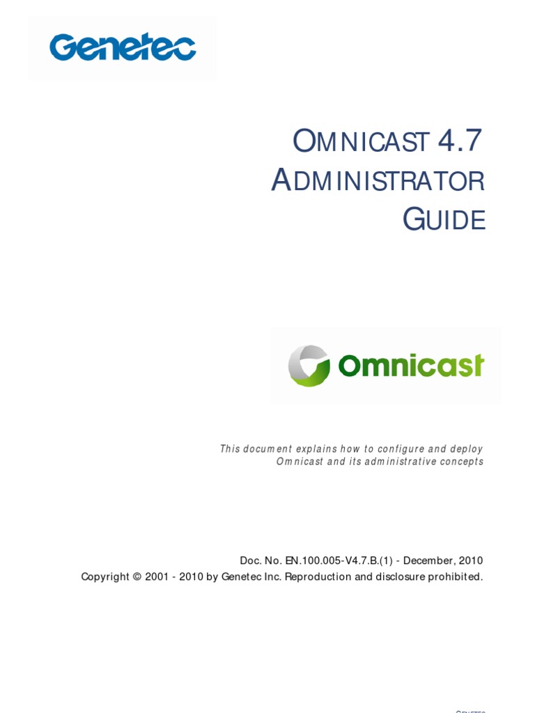 En - Omnicast Administrator Guide 4.7 | PDF | Backup | Streaming Media