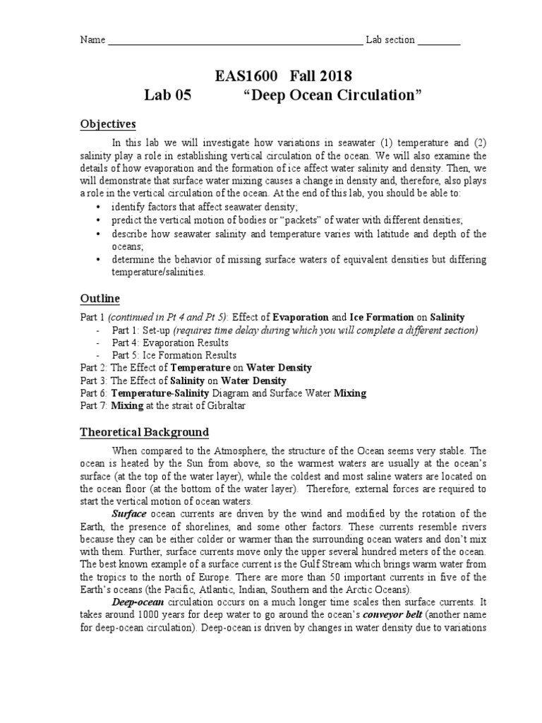 Ocean Circulation Lab Guide | PDF | Salinity | Oceans