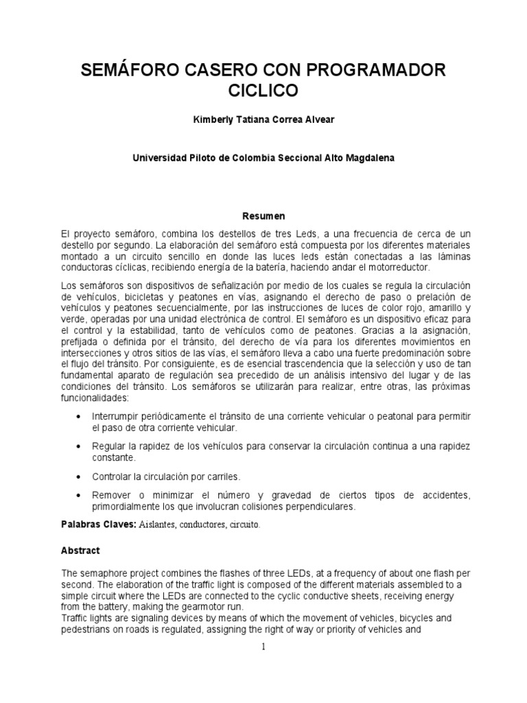 Proyecto Semaforo Kimberly Correa | PDF | Engranaje | Ingeniería mecánica