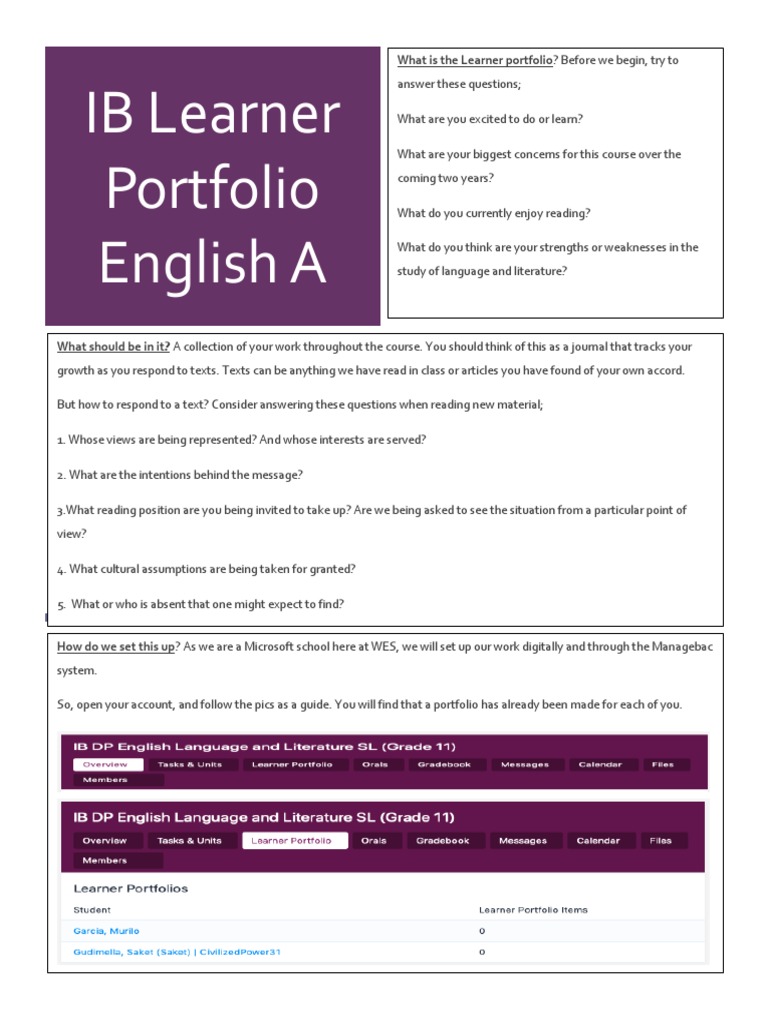 IB English A Learner Portfolio Guide | PDF | Pedagogy | Teaching