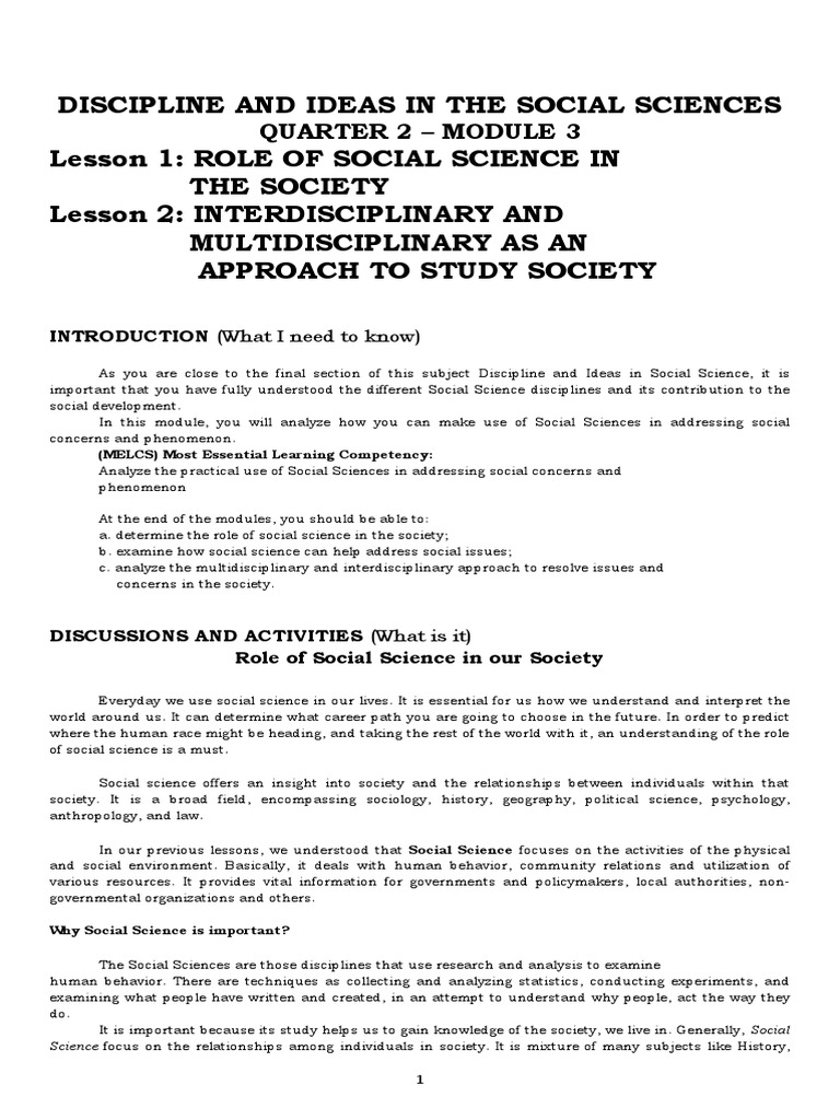 DISS Module-3 Quarter-2 | PDF | Social Science | Interdisciplinarity