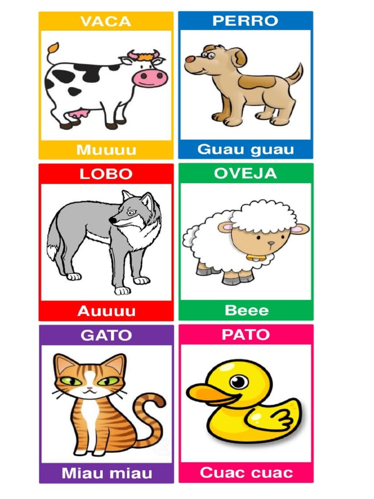 Animales y Sus Sonidos (Sonido Onomatopeyicos) | PDF