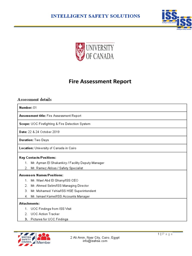 Fire Assessment Report: Intelligent Safety Solutions | PDF | Safety ...