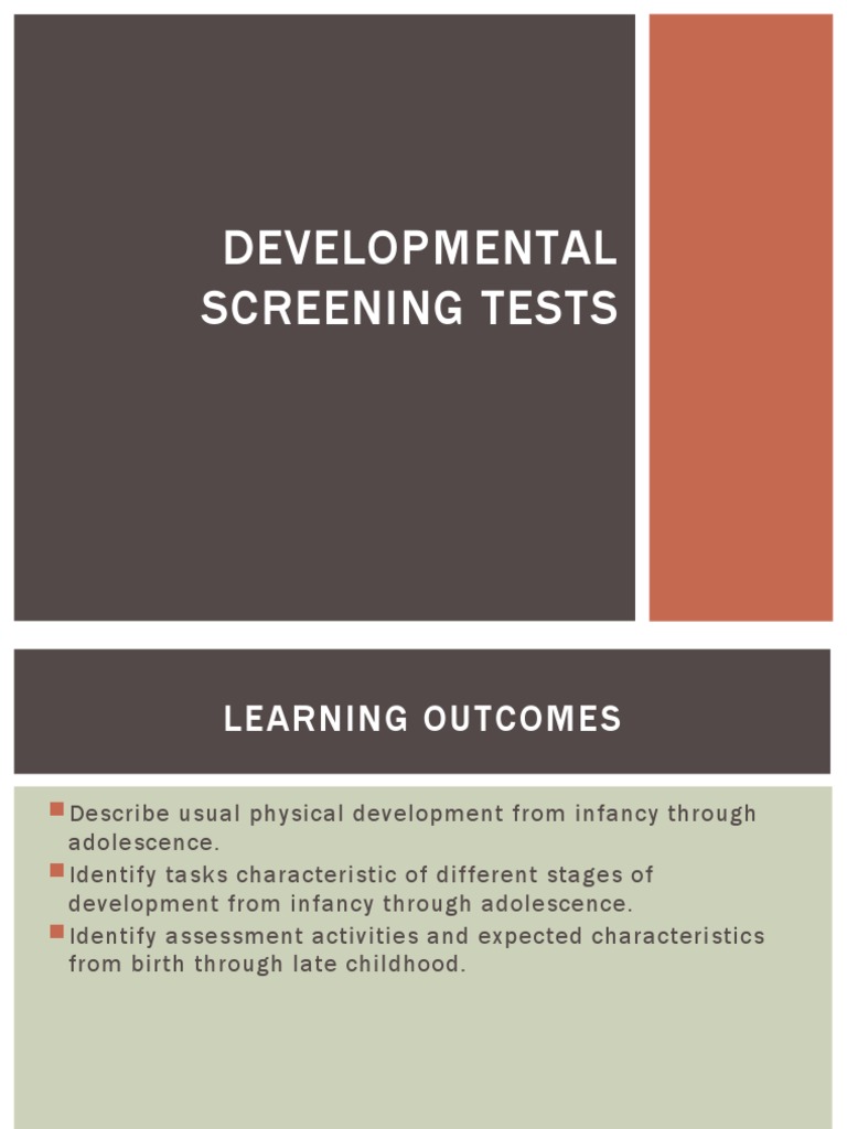 Developmental Screening Tests Overview | PDF | Infants | Prenatal ...