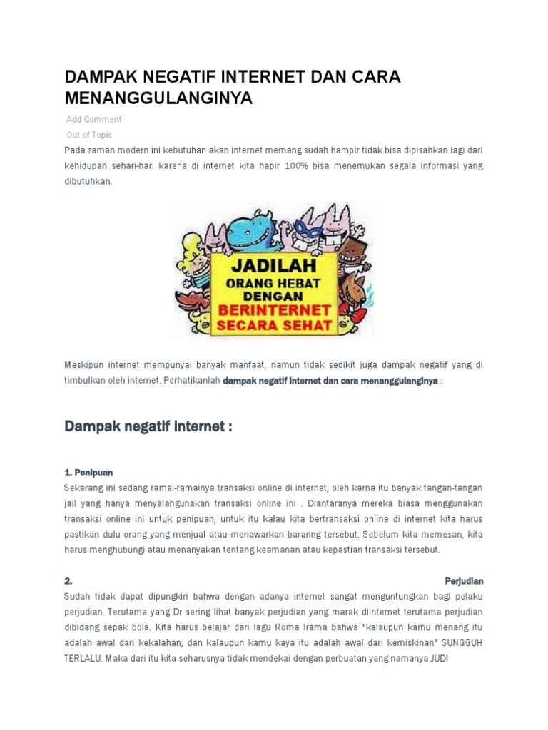 Dampak Negatif Internet Dan Cara Menanggulanginya | PDF