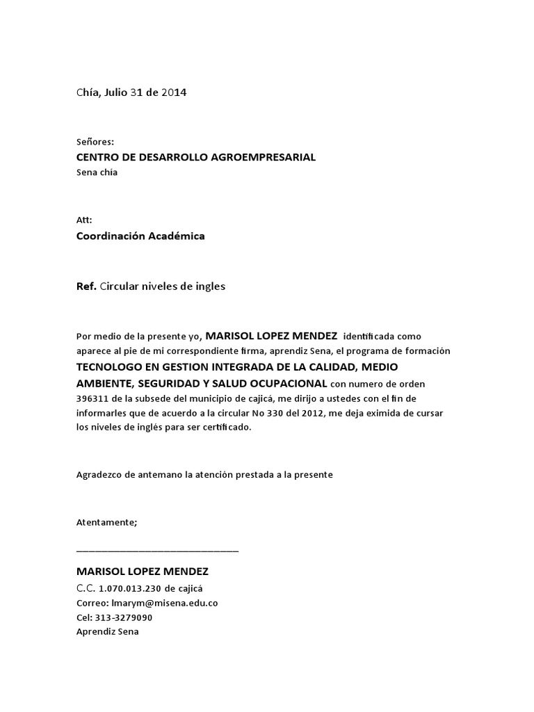 Carta de Ingles | PDF