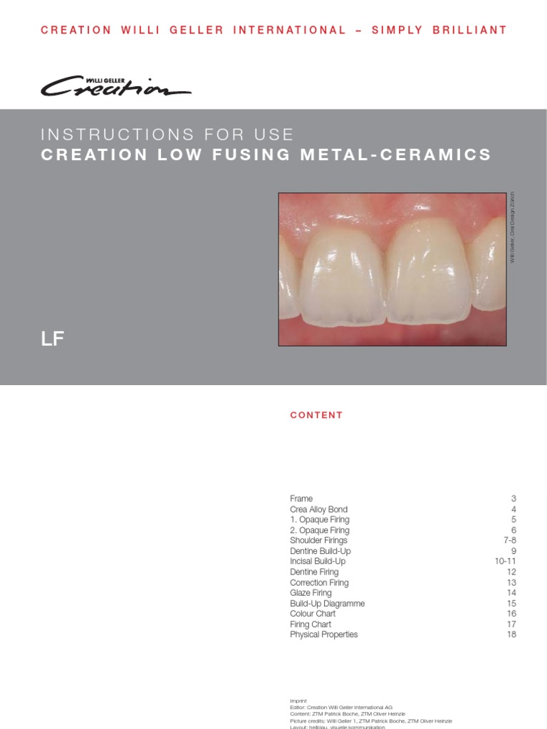 Instructions For Use: Creation Low Fusing Metal-Ceramics | PDF ...