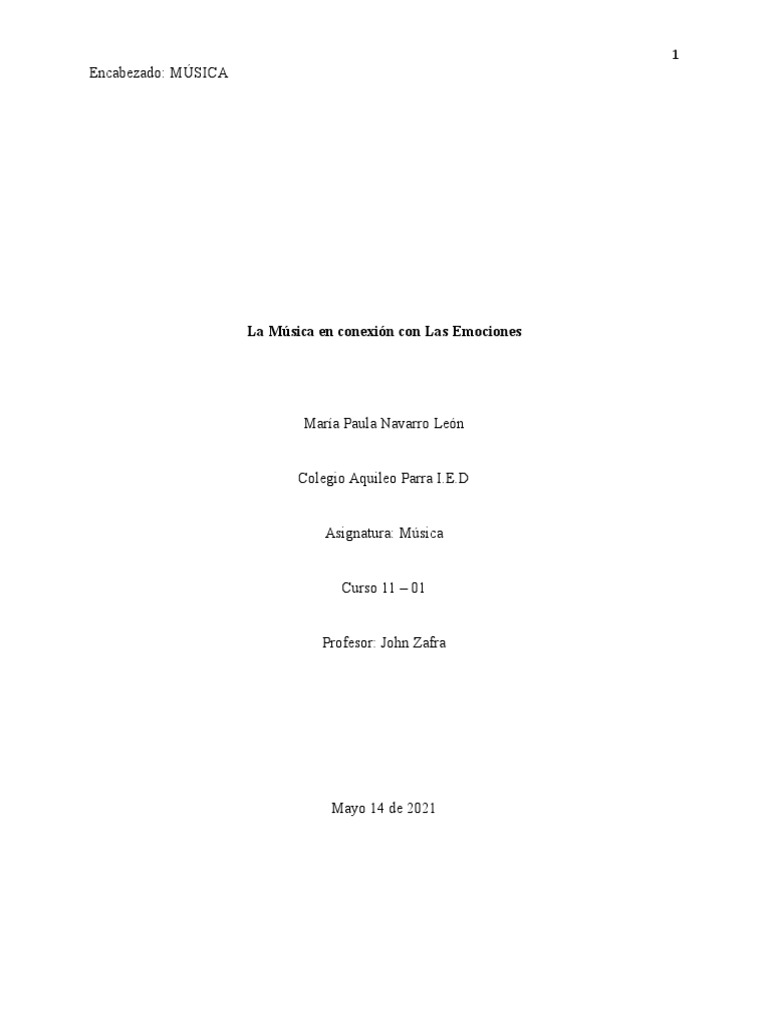 La Musica y Las Emociones | PDF | Las emociones | Alma