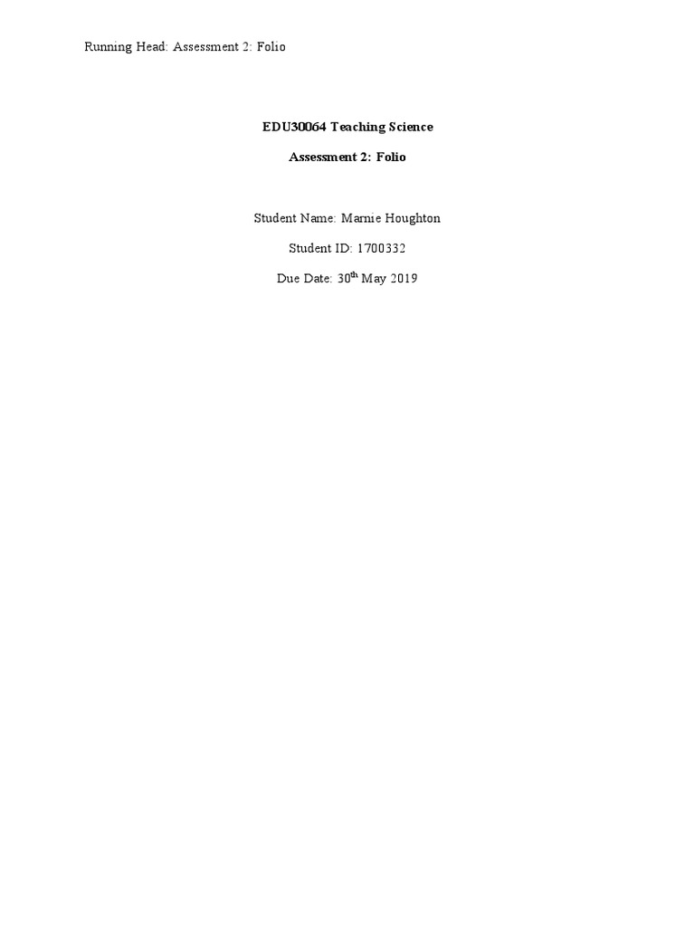 EDU30064 Teaching Science - Folio | PDF | Sustainability | Teachers