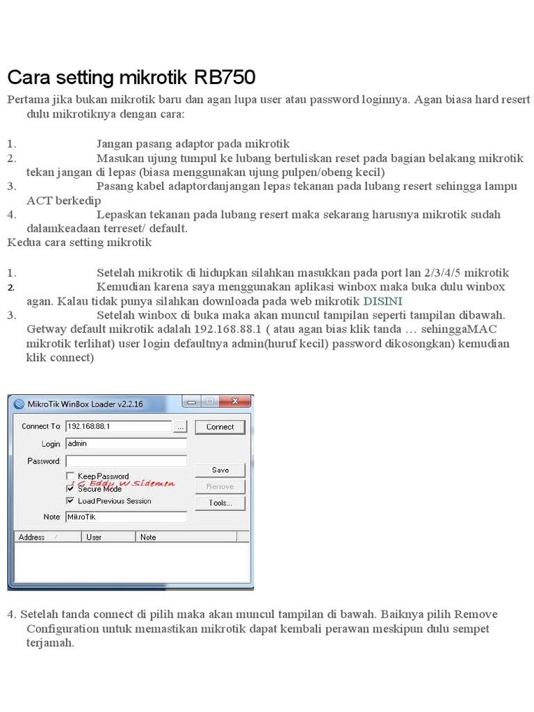 Cara Setting Mikrotik | PDF