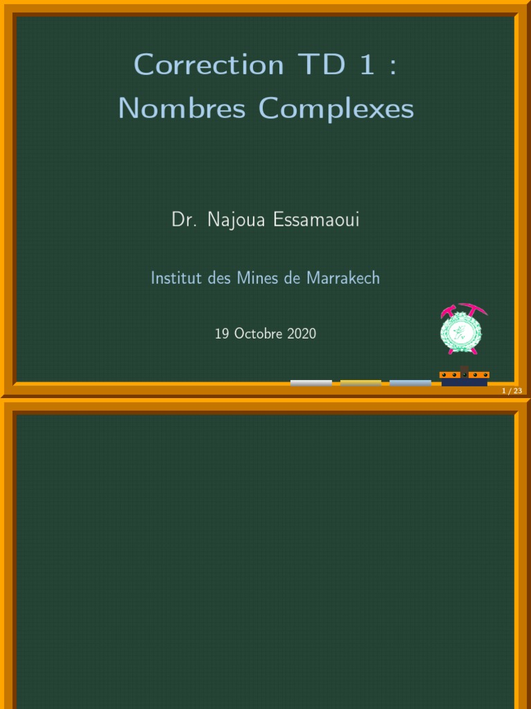 Td1 Correction | PDF | Nombre complexe | Analyses