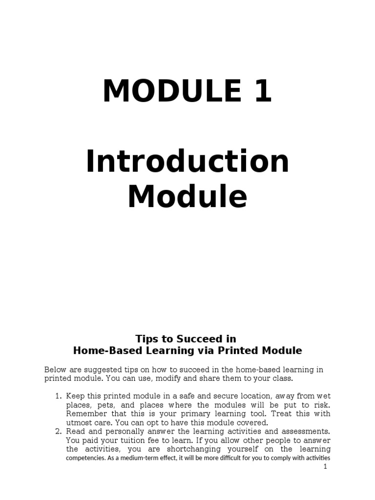 Tips To Succeed in Home-Based Learning Via Printed Module | PDF ...