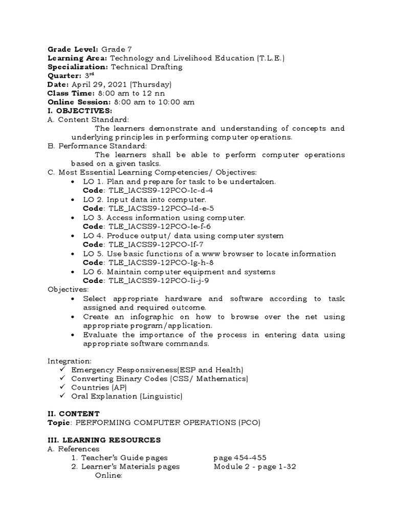 DETAILED LESSON PLAN - CSS (IDEA FORMAT) Sample | PDF | Modular ...