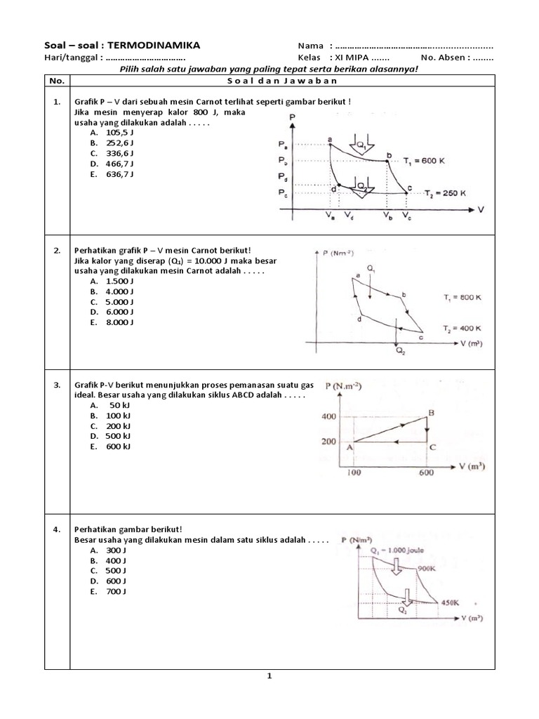 Soal Termodinamika Kelas XI MIPA | PDF