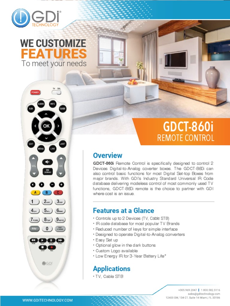 GDCT 860i Data Sheet | Download Free PDF | Set Top Box | Remote Control
