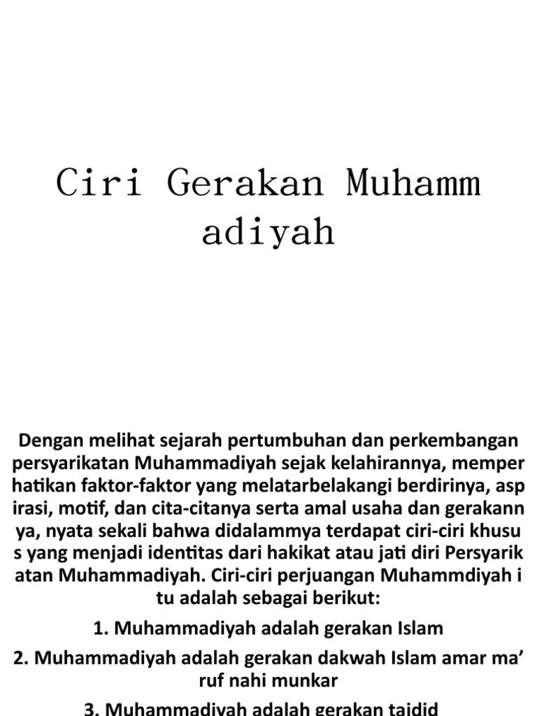 Ciri Gerakan Muhammadiyah | PDF