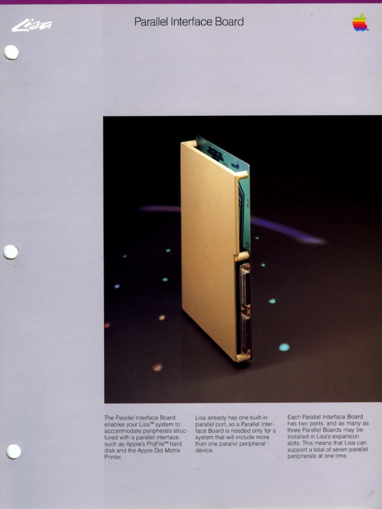 Apple Lisa Parallel Interface Board Brochure - Jan 1983 | PDF