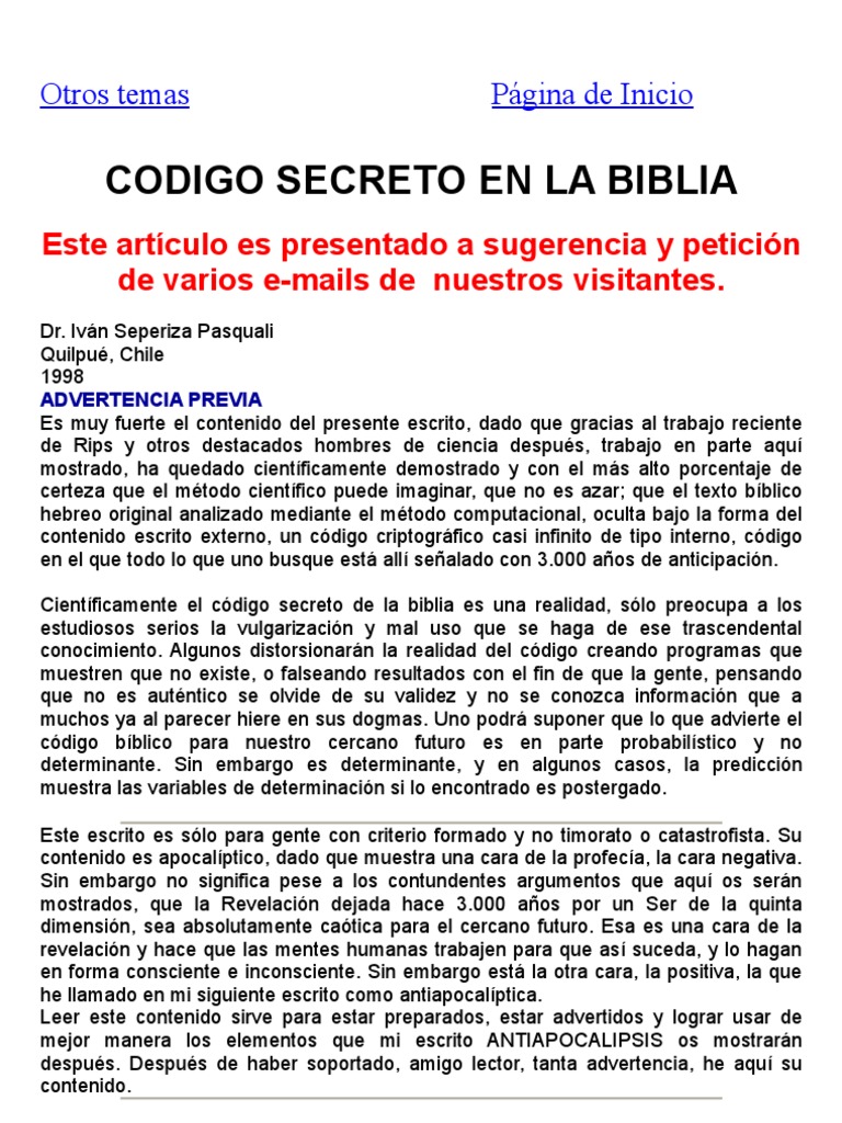 Codigos Secretos en La Biblia | PDF | Tora | Biblia