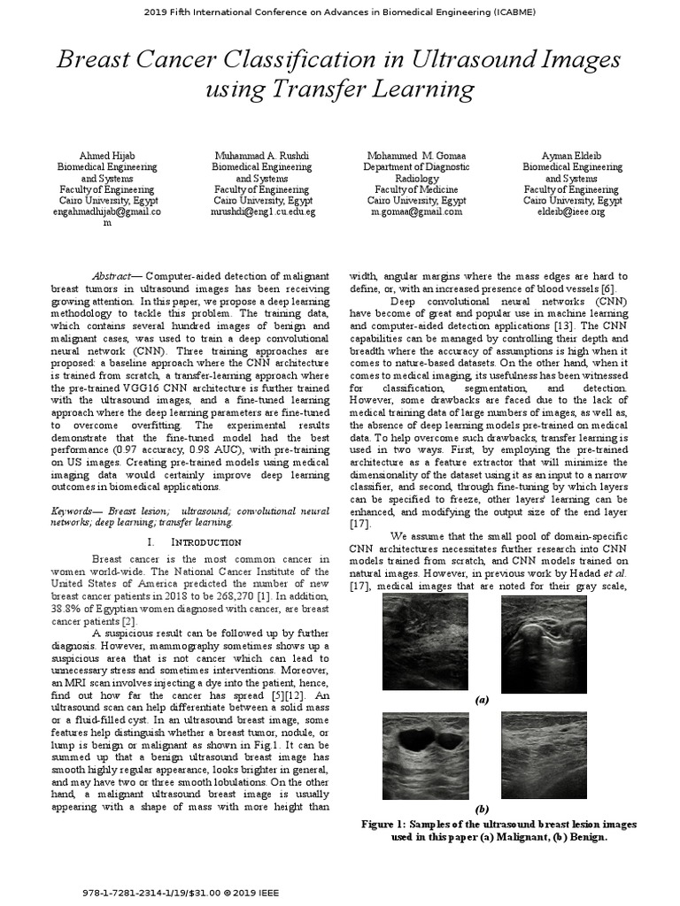 Breast Cancer Classification in Ultrasound Images | PDF | Deep Learning ...