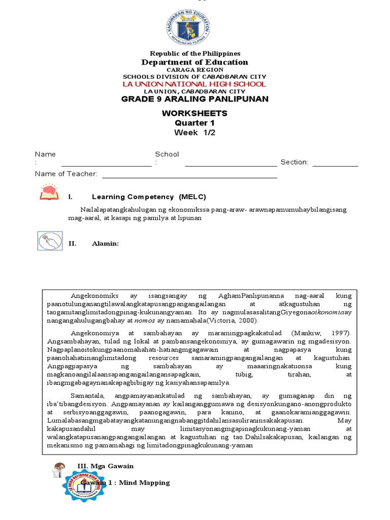 Ap 9 Q 1 Week 1 | PDF