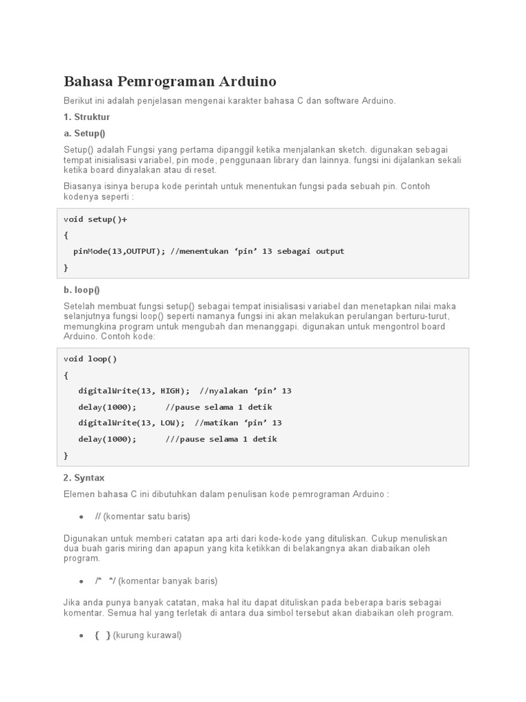 Bahasa Pemrograman Arduin1 | PDF