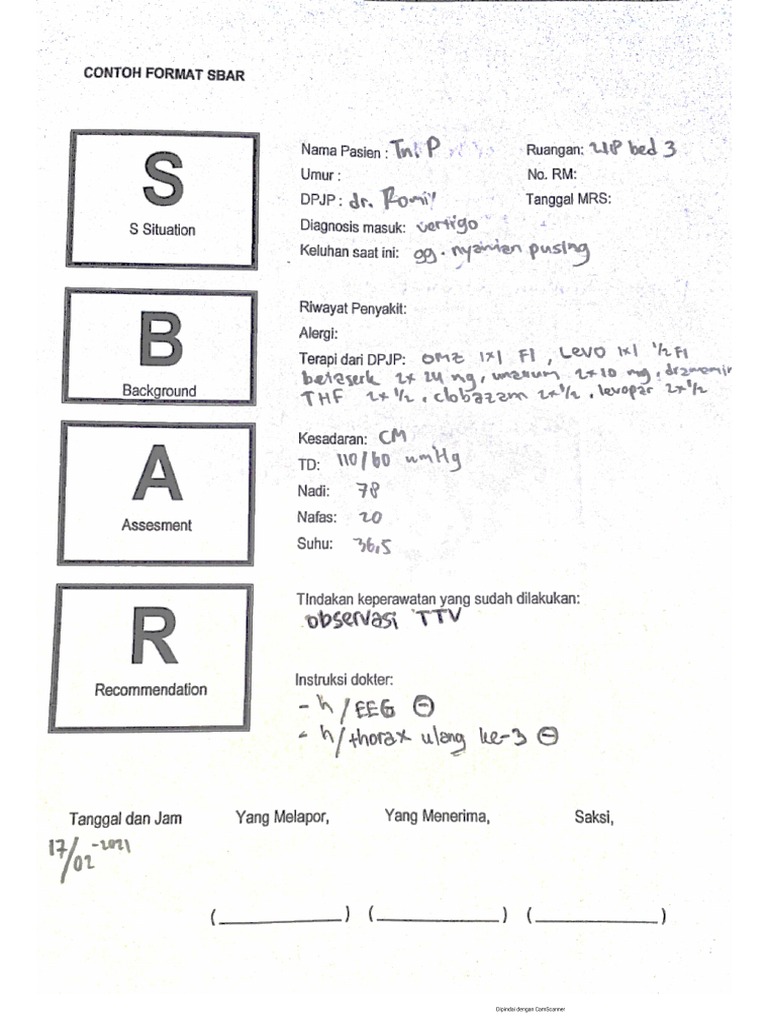SBAR Timbang Terima | PDF