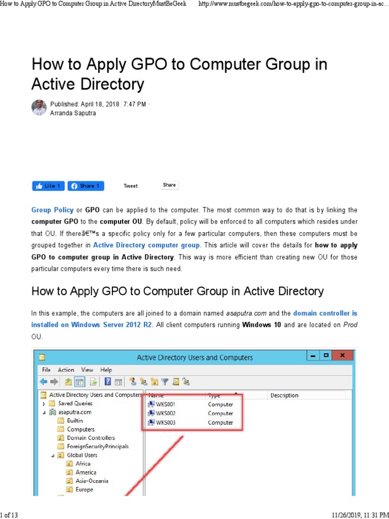 How To Apply GPO To Computer Group in Active Directory | PDF | Group ...